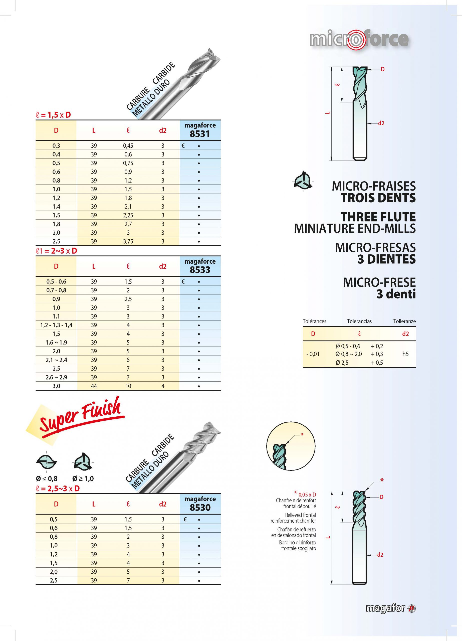 3 Flutes end-mill, precision super finishing end mill, from diameter 0 ...